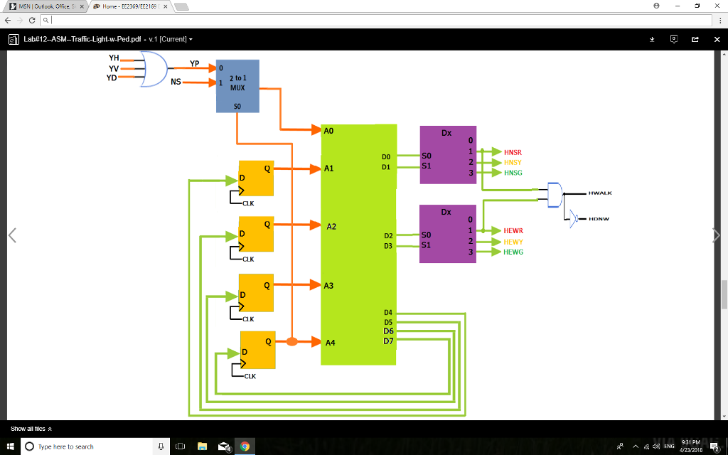 1.Using the given circuit diagram along with the ASM | Chegg.com