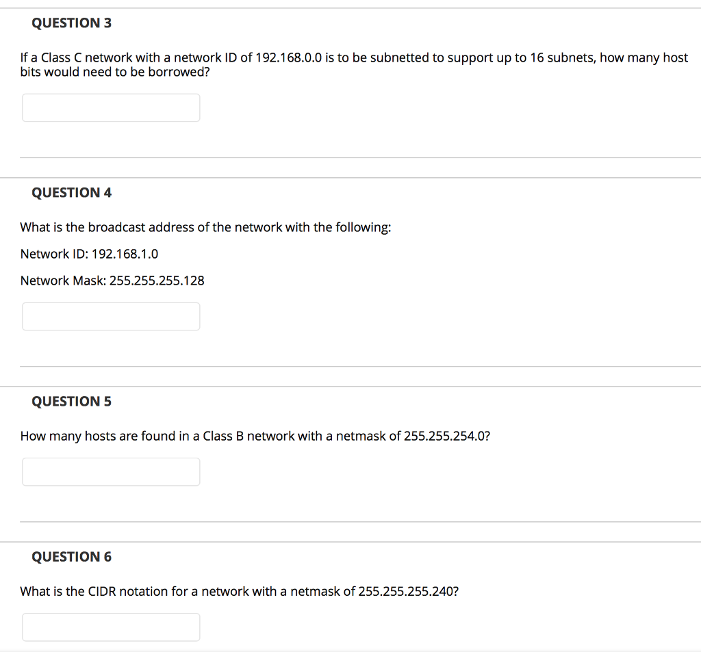Solved Question 3 If A Class C Network With A Network Id Of