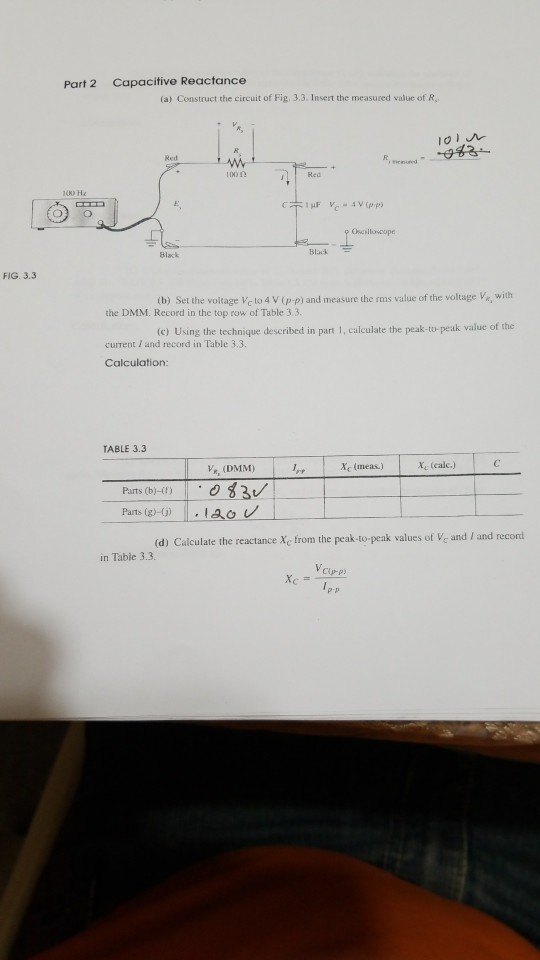 Solved Part 2 Capacitive Reactance (a) Construct the circuit | Chegg.com