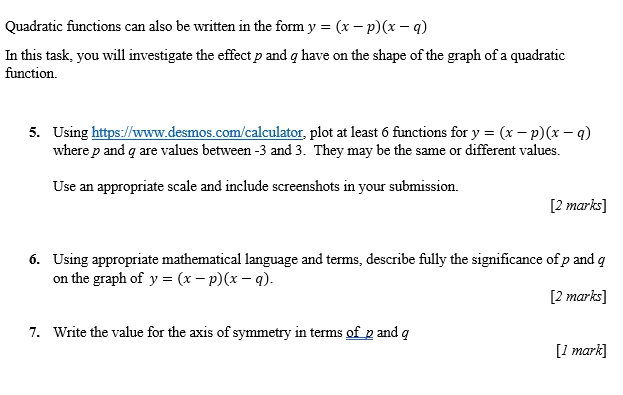 Solved Quadratic functions can also be written in the form y | Chegg.com