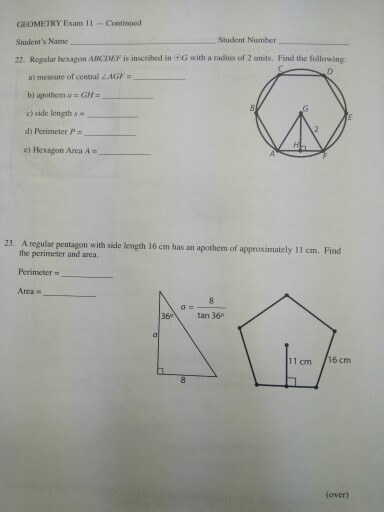 Solved Regular hexagon ABCDEF is inscribed in G with a | Chegg.com