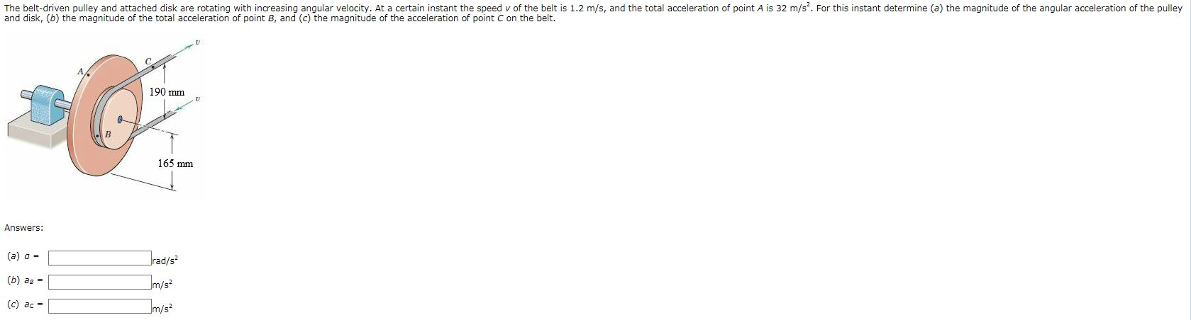 Solved The belt-driven pulley and attached disk are rotating | Chegg.com