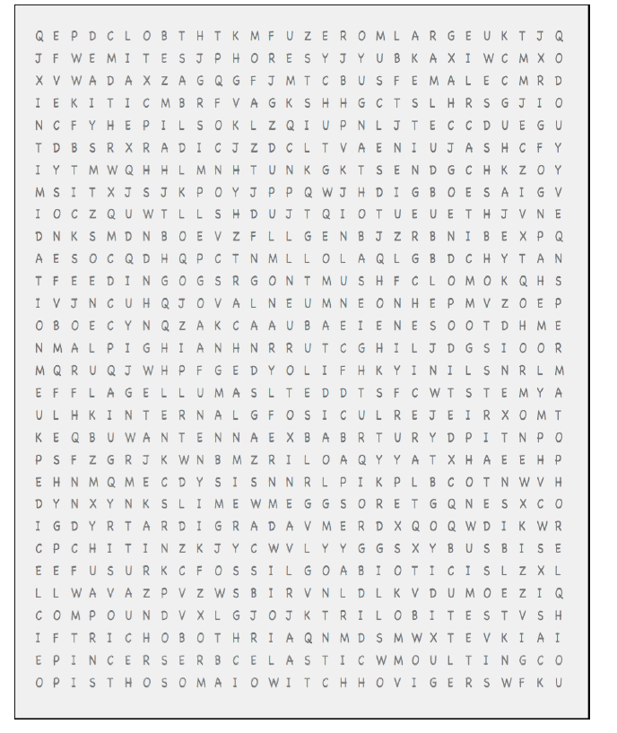 Solved FEBRUARY 2018-CLASS TEST#4-WORD SEARCH-65 WORDS " | Chegg.com
