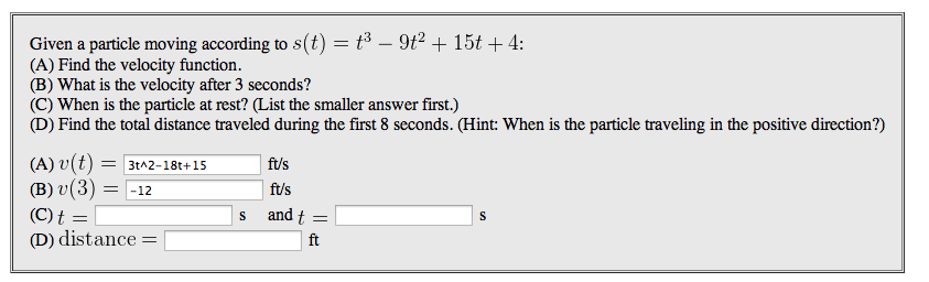 Solved Given a particle moving according to s(t) = t3 - 9t2 | Chegg.com