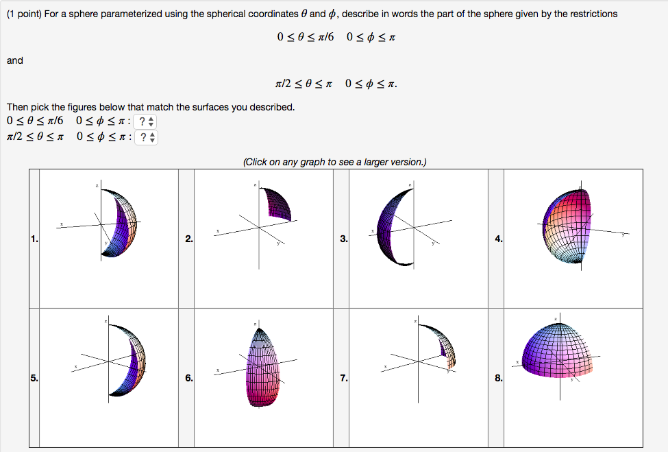 Solved (1 point) For a sphere parameterized using the | Chegg.com