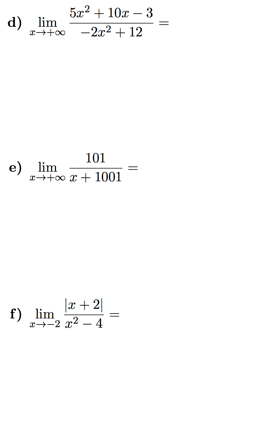Solved Evaluate the following limits: lim_x rightarrow -2 x | Chegg.com