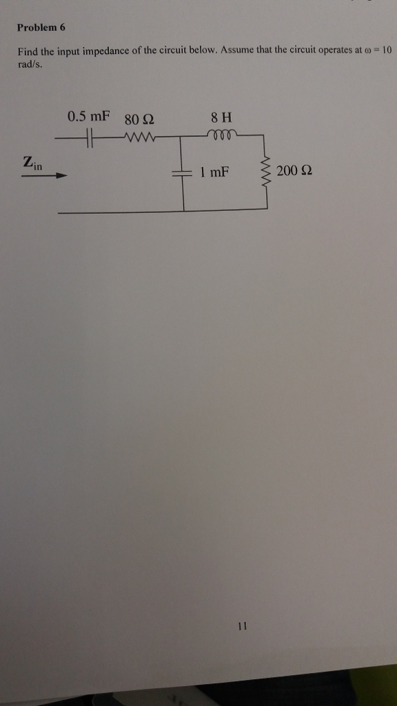 Solved Find the input impedance of the circuit below. Assume | Chegg.com