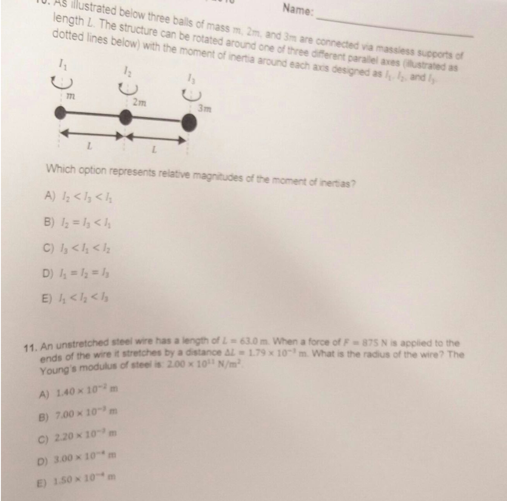 Solved 4As illustrated below three balls of mass m 2m, and | Chegg.com