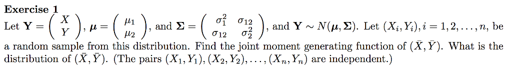 Solved Exercise 1 Let Y = a random sample from this | Chegg.com