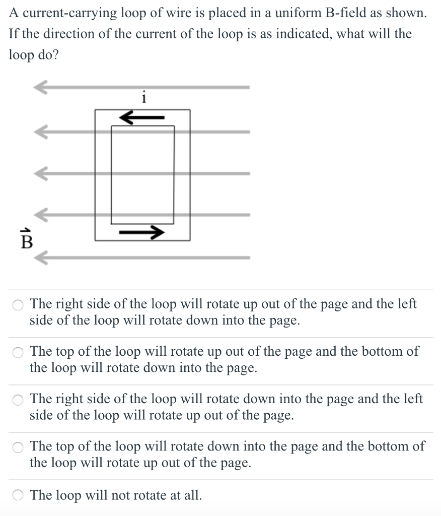Solved current-carrying loop of wire is placed in a uniform | Chegg.com
