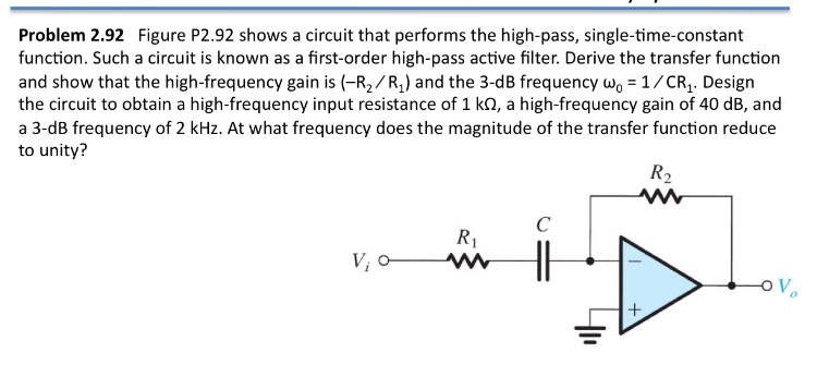 Solved Figure P2.92 shows a circuit that performs the | Chegg.com