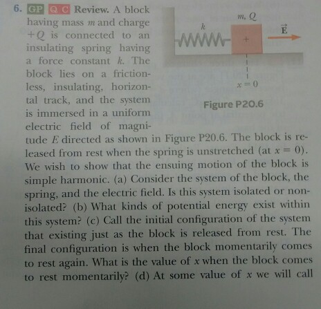 Solved 6. GPI EC Review. A block having mass m and charge is | Chegg.com