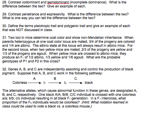 Solved 28. Contrast codominant and semidominant (incomplete | Chegg.com