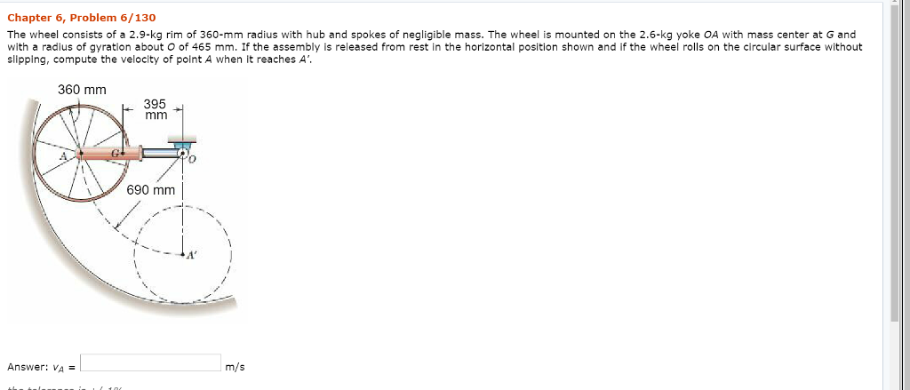 Solved The wheel consists of a 2.9-kg rim of 360-mm radius | Chegg.com