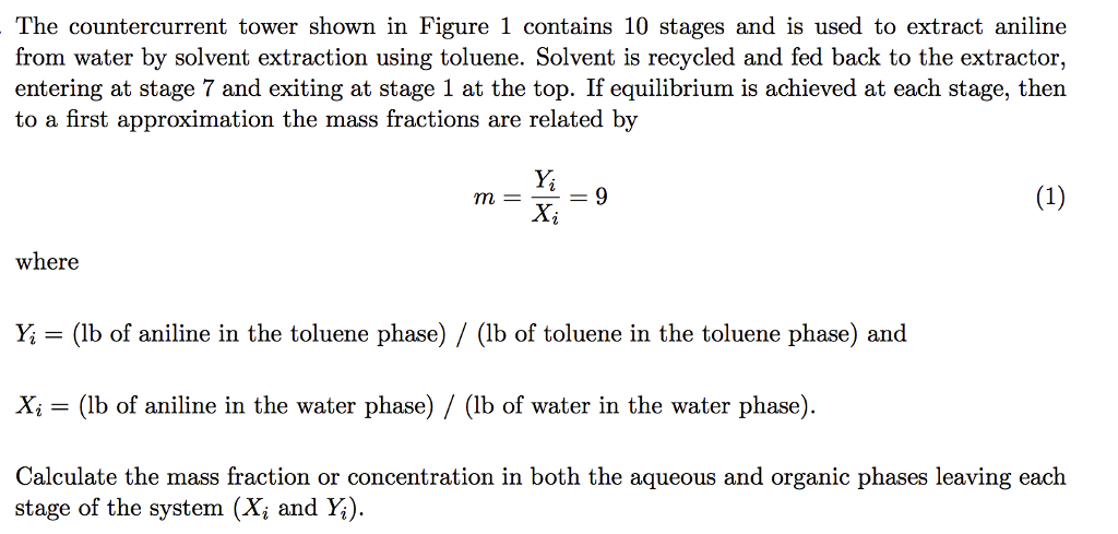 The countercurrent tower shown in Figure 1 contains | Chegg.com