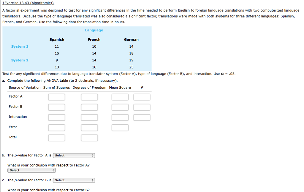 Solved Exercise 13.43 (AlgorithmicX A factorial experiment | Chegg.com