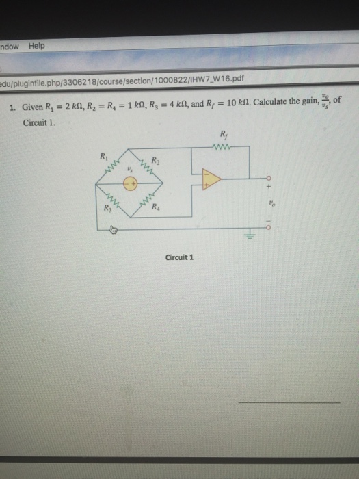 Solved Given R_1 = 2 kOhm, R_2 = R_4 = 1 k Ohm, and R_f = 10 | Chegg.com