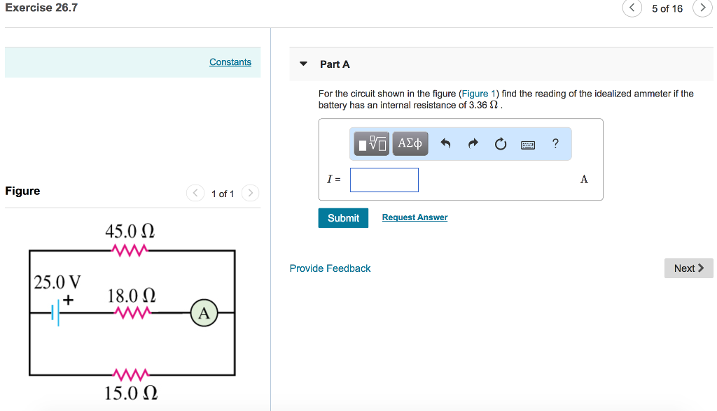 Solved Exercise 26.7 く 50f 16 〉 Constants Part A For the | Chegg.com