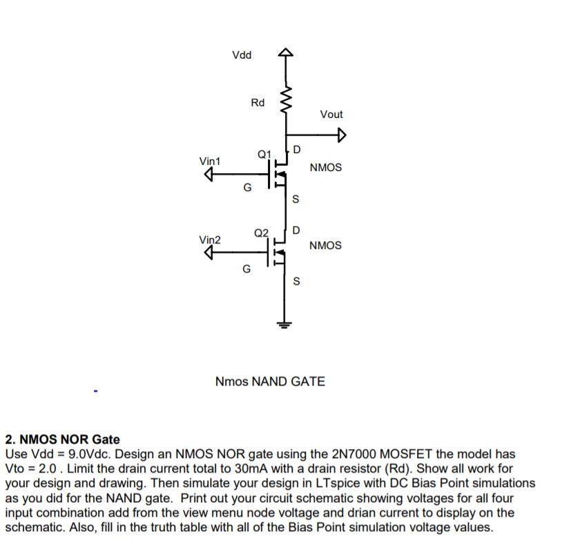 Solved Please show steps to build a nor gate using NMOsfet | Chegg.com