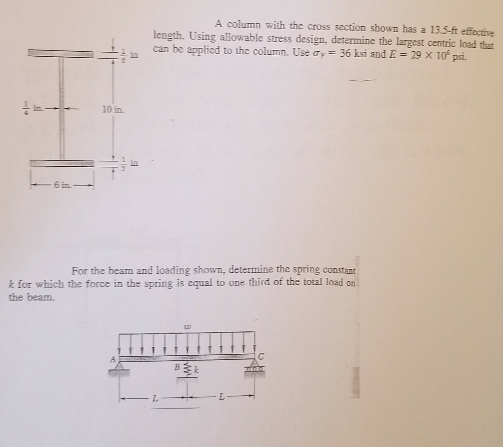 Solved A column with the cross section shown has a 13.5-ft | Chegg.com