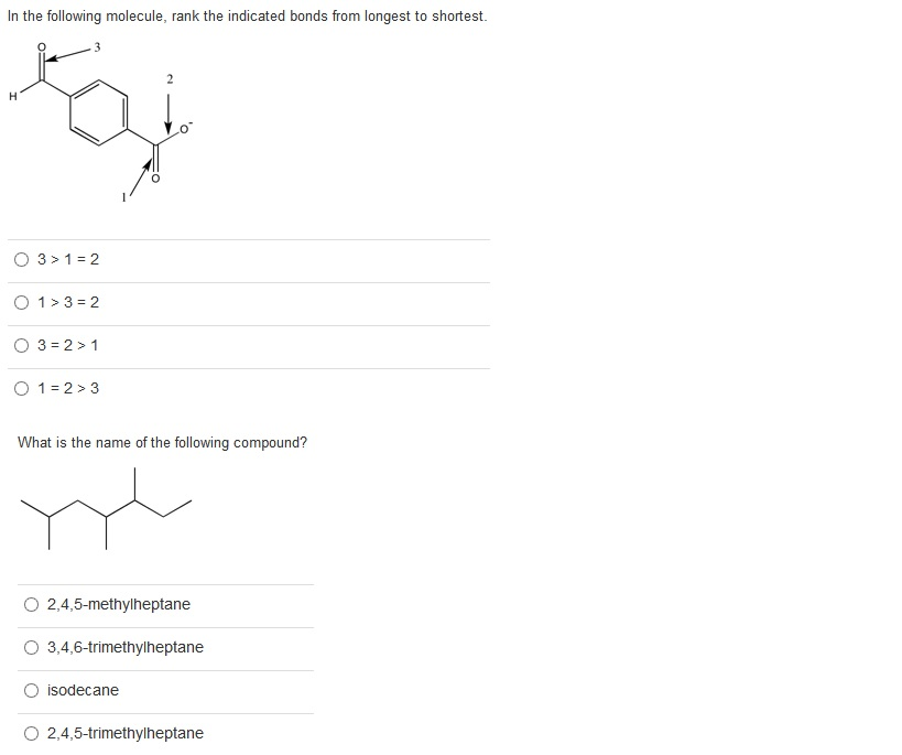 Solved In the following molecule, rank the indicated bonds | Chegg.com