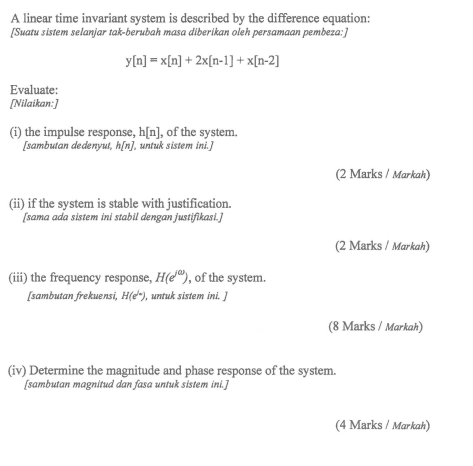 Solved A linear time invariant system is described by the | Chegg.com