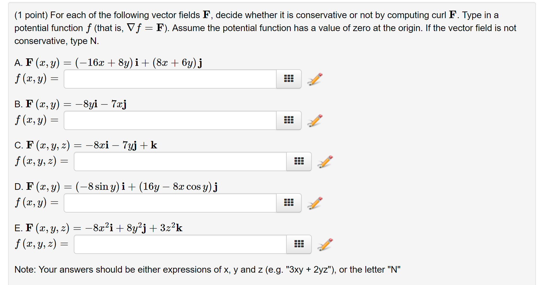 Solved For each of the following vector fields F, decide | Chegg.com