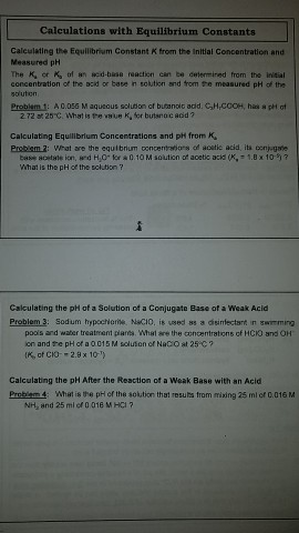 Solved Calculations with Equilibrium Constants Calculating | Chegg.com