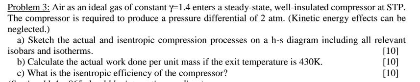 Solved Air as an ideal gas of constant gamma = 1.4 enters a | Chegg.com