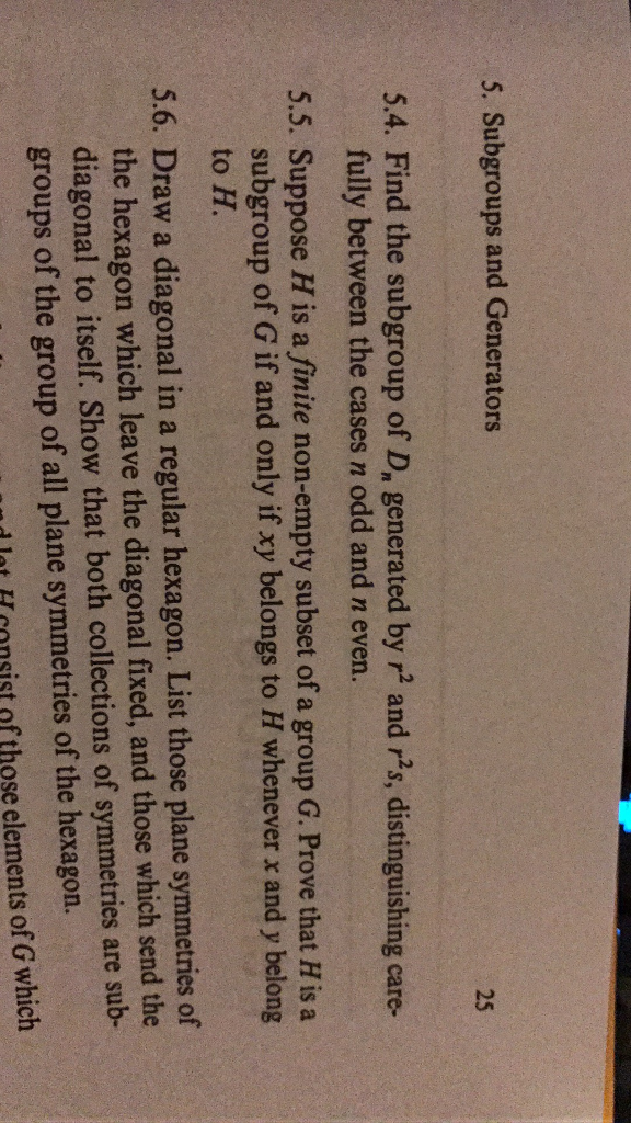 Solved 5. Subgroups and Generators 25 5.4. Find the subgroup | Chegg.com