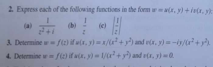 Solved Express each of the following functions in the form w | Chegg.com