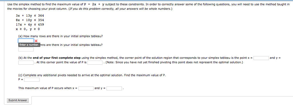 Solved se the simplex method to find the maximum value of P | Chegg.com