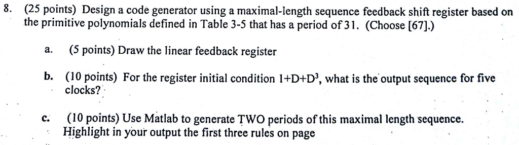 Design a code generator using a maximal-length | Chegg.com