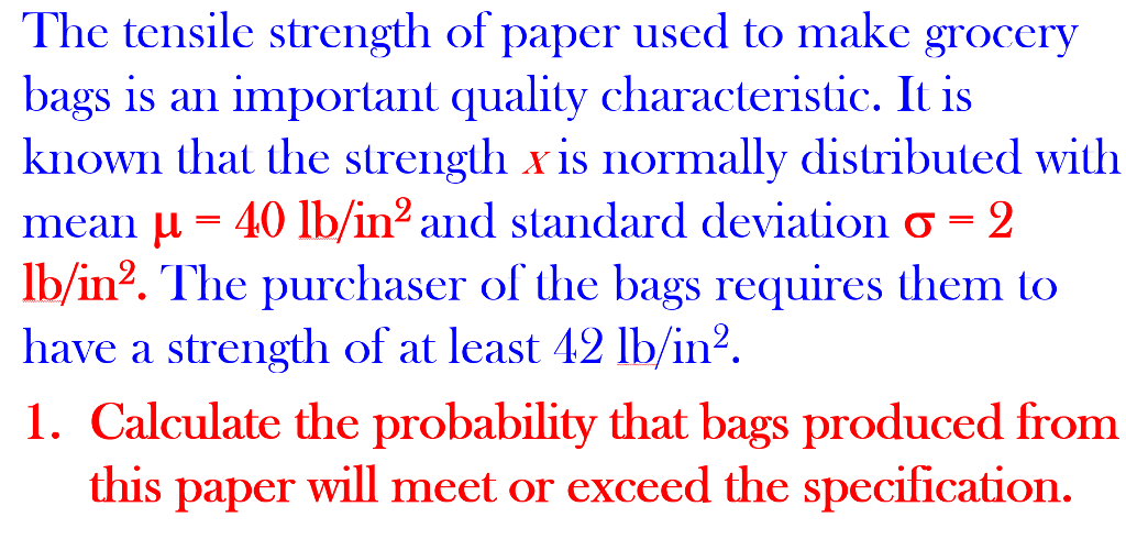 Solved The tensile strength of paper used to make grocery | Chegg.com