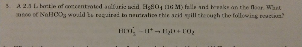 Solved A 2.5 L bottle of concentrated sulfuric acid, H2SO4 | Chegg.com