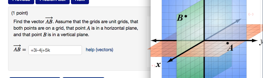 Solved (1 point) Find the vector AB. Assume that the grids | Chegg.com