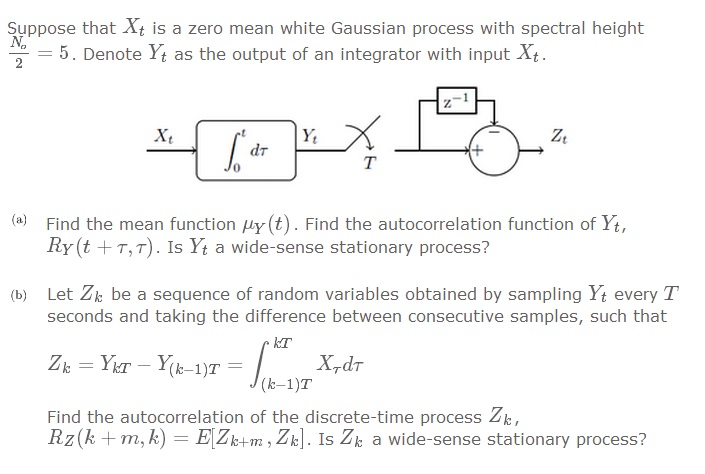 Suppose that Xt is a zero mean white Gaussian process | Chegg.com