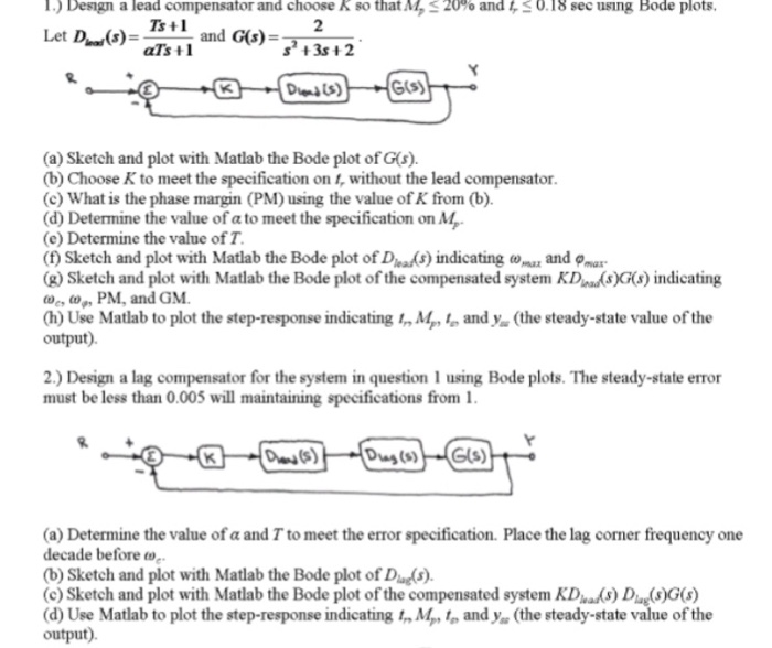 Solved Design a lead compensator and choose K so that M_p | Chegg.com