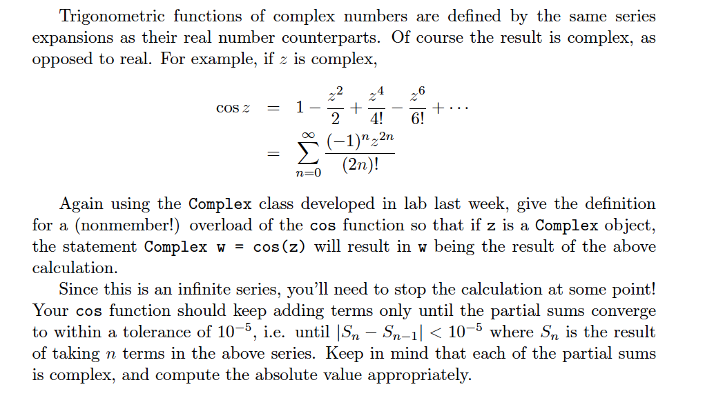 Trigonometric functions of complex numbers are | Chegg.com