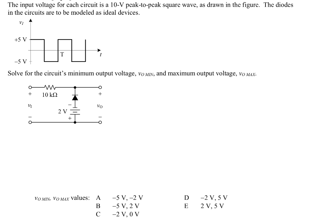 Solved The input voltage for each circuit is a 10-V | Chegg.com