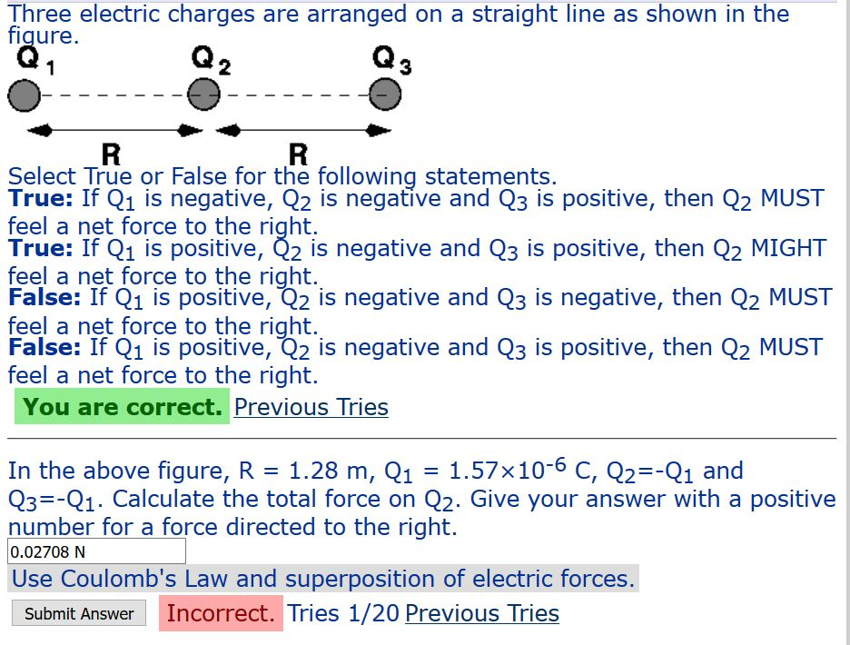Solved Three electric charges are arranged on a straight | Chegg.com