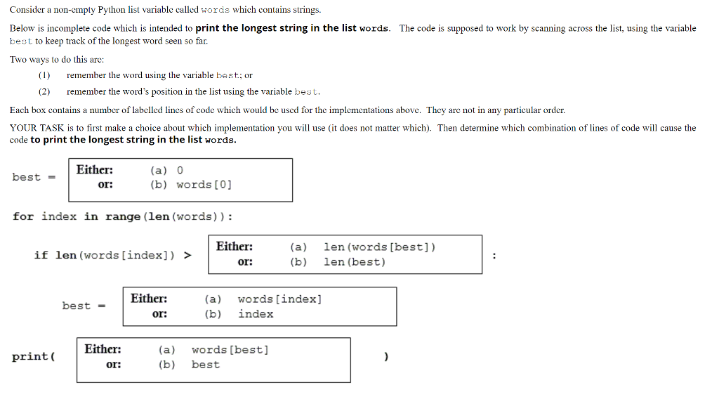 Solved Consider a non-cmpty Python list variable called | Chegg.com