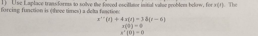 Solved ) U se Laplace transforms to solve the forced | Chegg.com