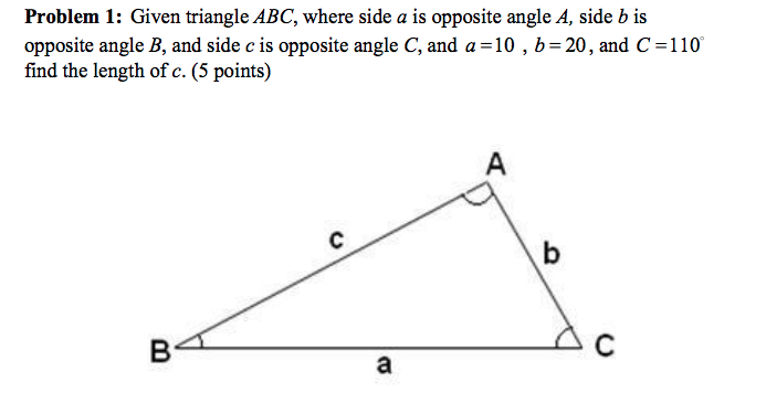 Solved Given triangle ABC, where side a is opposite angle A, | Chegg.com