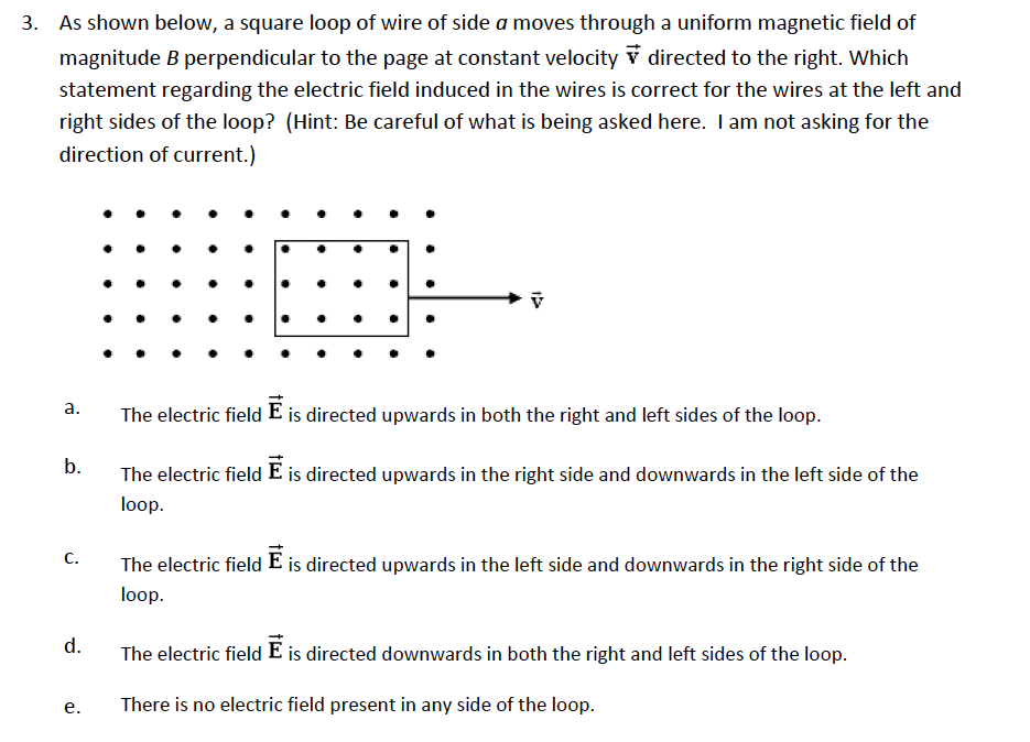 Solved 3. As shown below, a square loop of wire of side a | Chegg.com