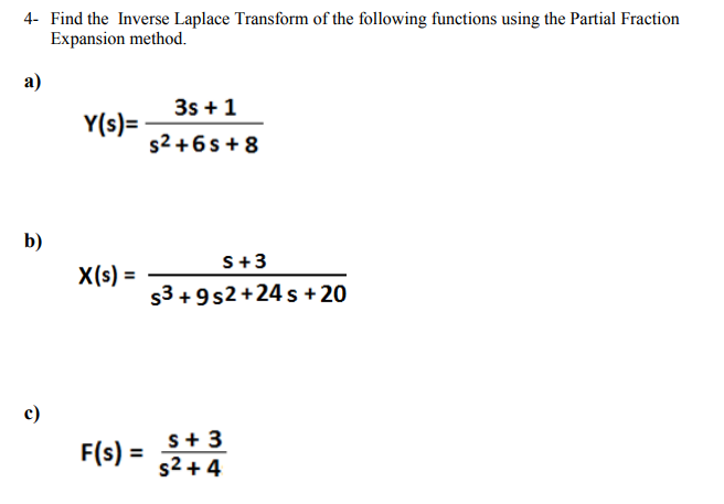 Solved Find the Inverse Laplace Transform of the following | Chegg.com