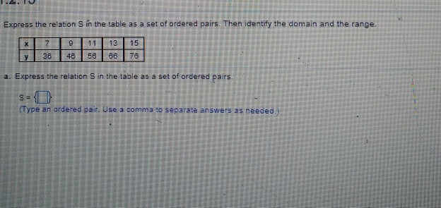 Solved Express the relation S in the table as a set of | Chegg.com