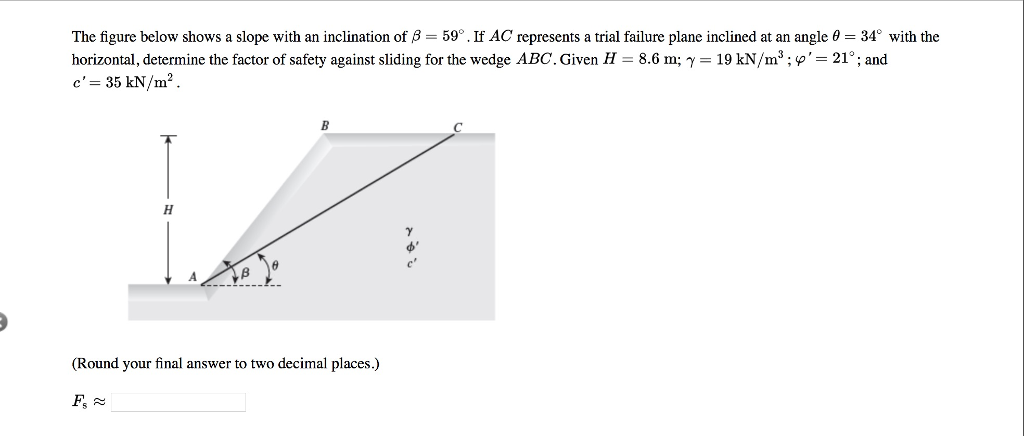 Solved The figure below shows a slope with an inclination of | Chegg.com