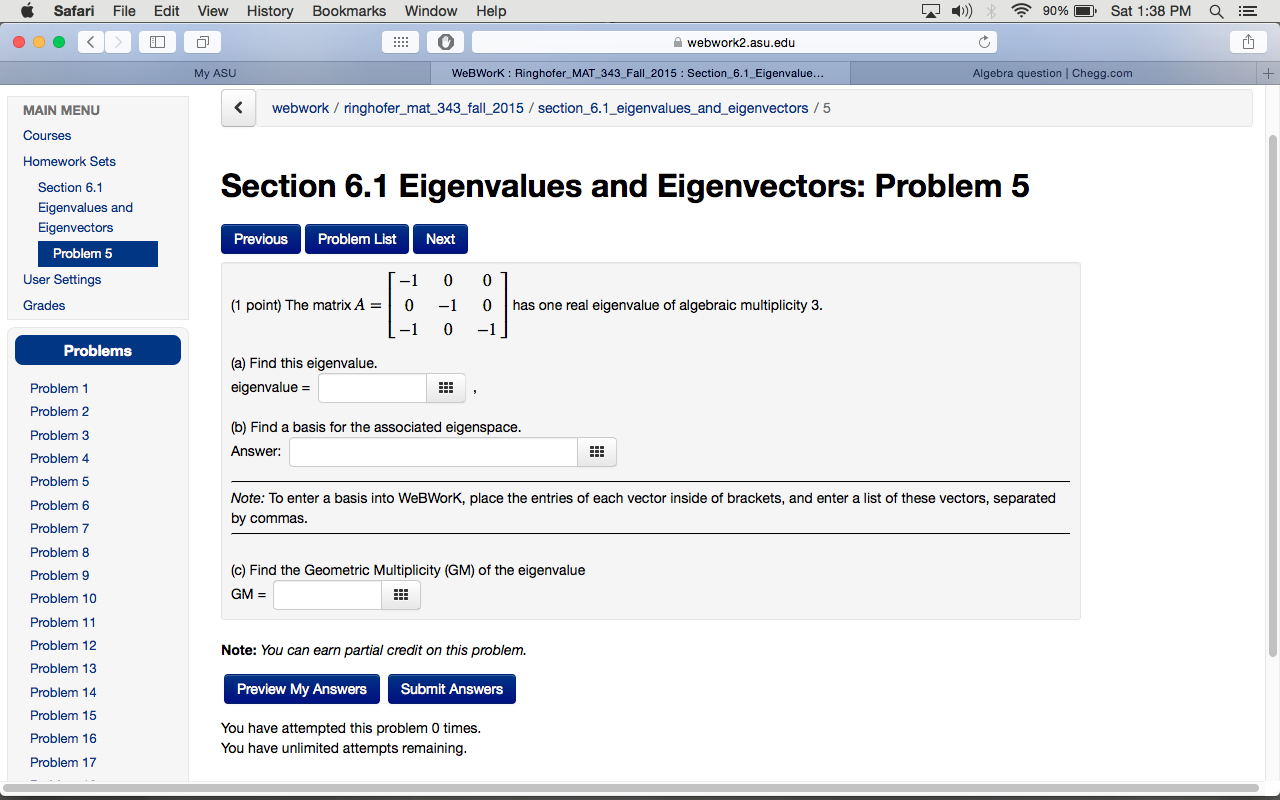 Solved The matrix A = has one real eigenvalues of algebraic | Chegg.com
