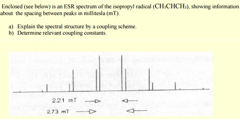 Enclosed (see below) is an ESR spectrum of the | Chegg.com